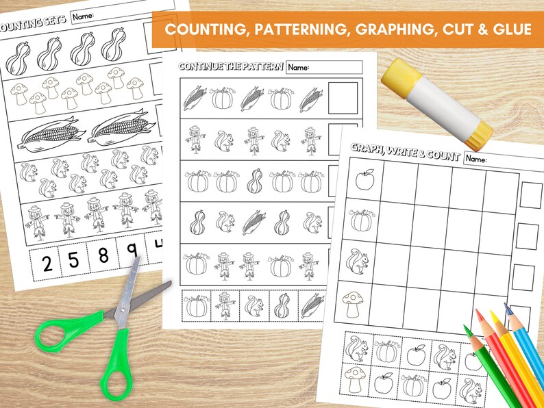Printable Fall Activity Pages, Math & Literacy Worksheet Learning Pages ...