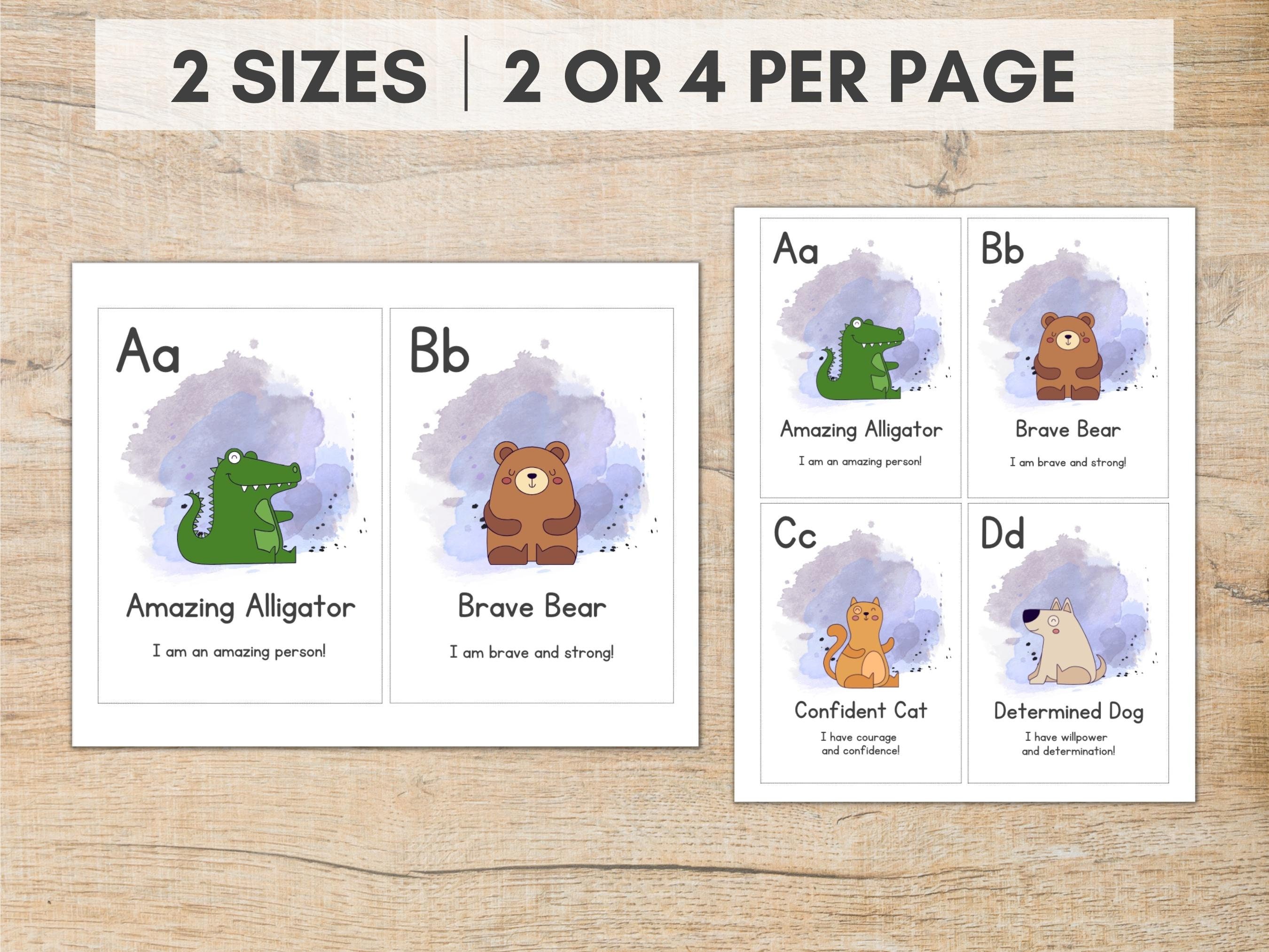 Mindfulness Alphabet Animal Cards, Affirmations for Kids, Preschool ...