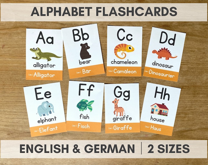 German Italian Bilingual ABC Flash Cards, Printable Games,educational ...