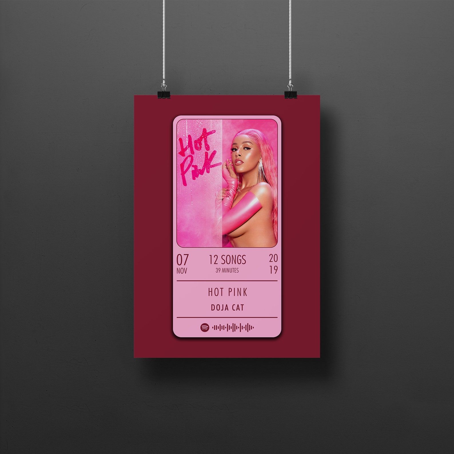 Doja Cat Poster Hot Pink Poster Doja Cat Album Cover Prints Etsy Uk