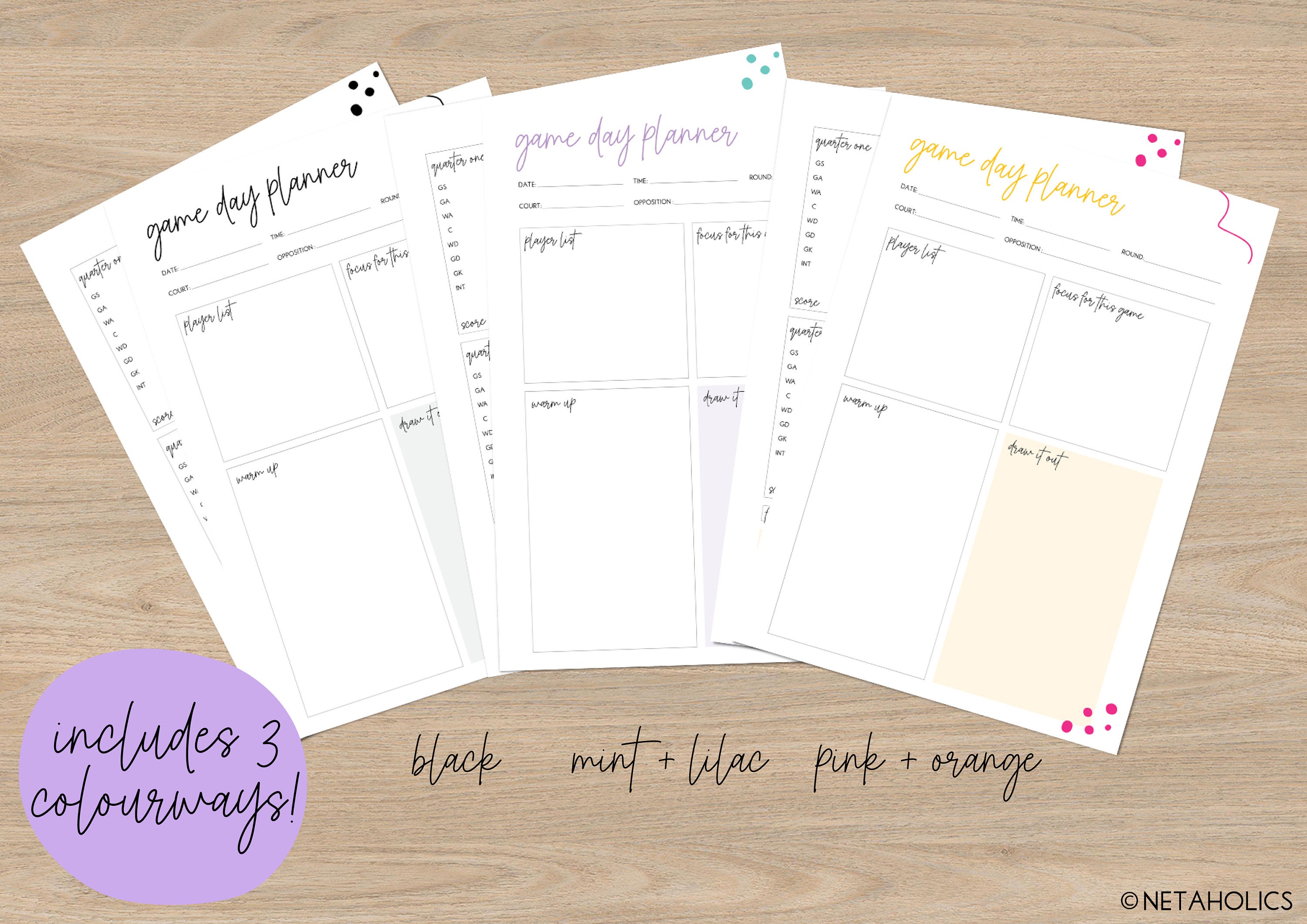 Netball Game Day Planner Coach Printable Netaholics - Etsy Australia