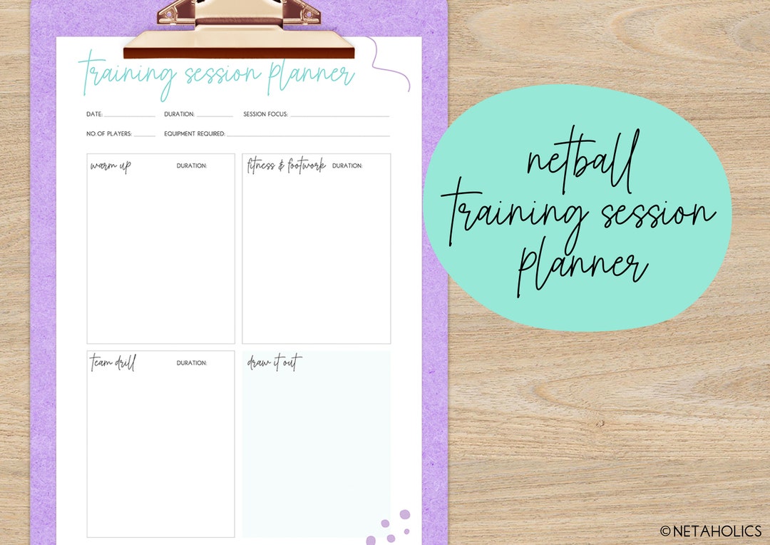 Netball Training Session Planner Coach Printable - Netaholics - Etsy