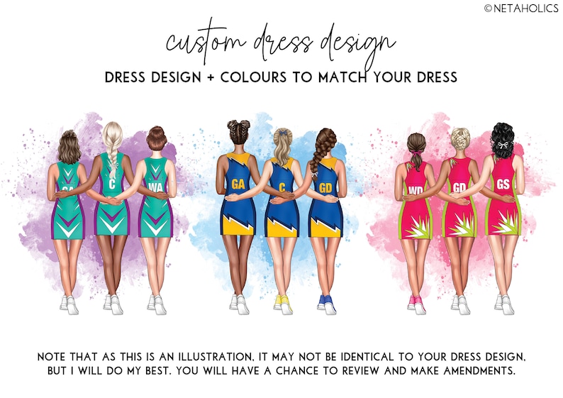 Custom Netball Dress for Your Personalised Portrait - Etsy Australia