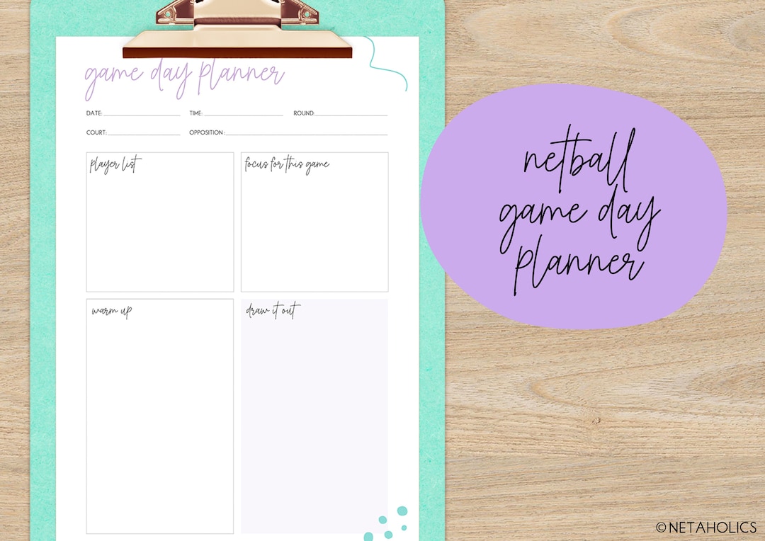Netball Game Day Planner Coach Printable - Netaholics - Etsy Australia