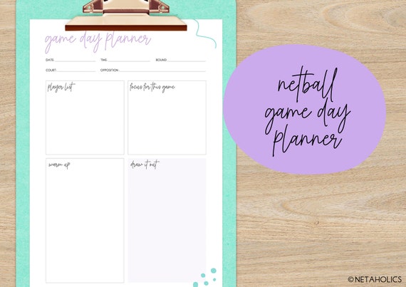 Netball Game Day Planner Coach Printable Netaholics - Etsy Australia