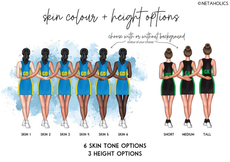 7 Person Personalised Netball Team Portrait Custom Coach Gift - DIGITAL ...