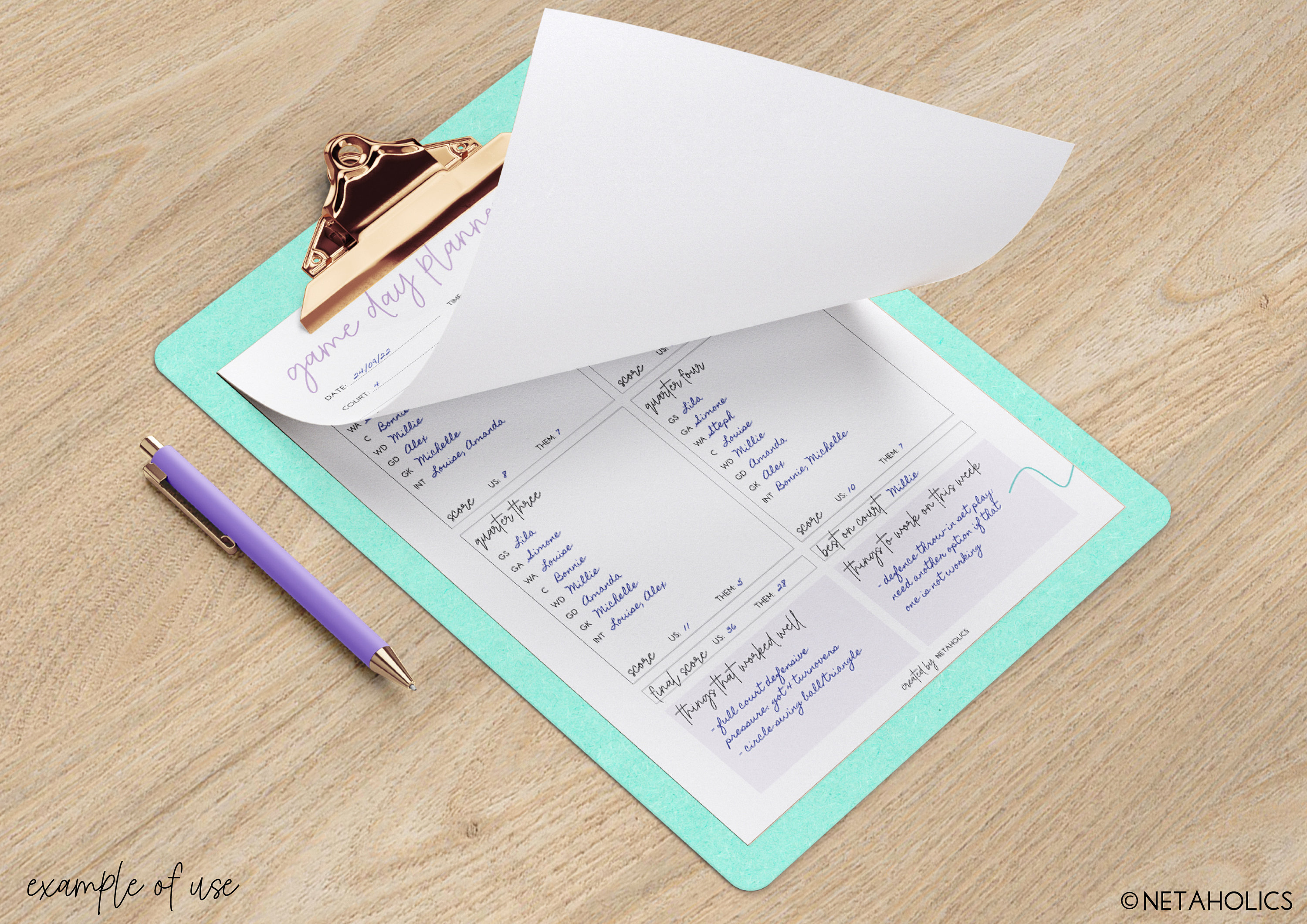 Netball Game Day Planner Coach Printable - Netaholics - Etsy Australia