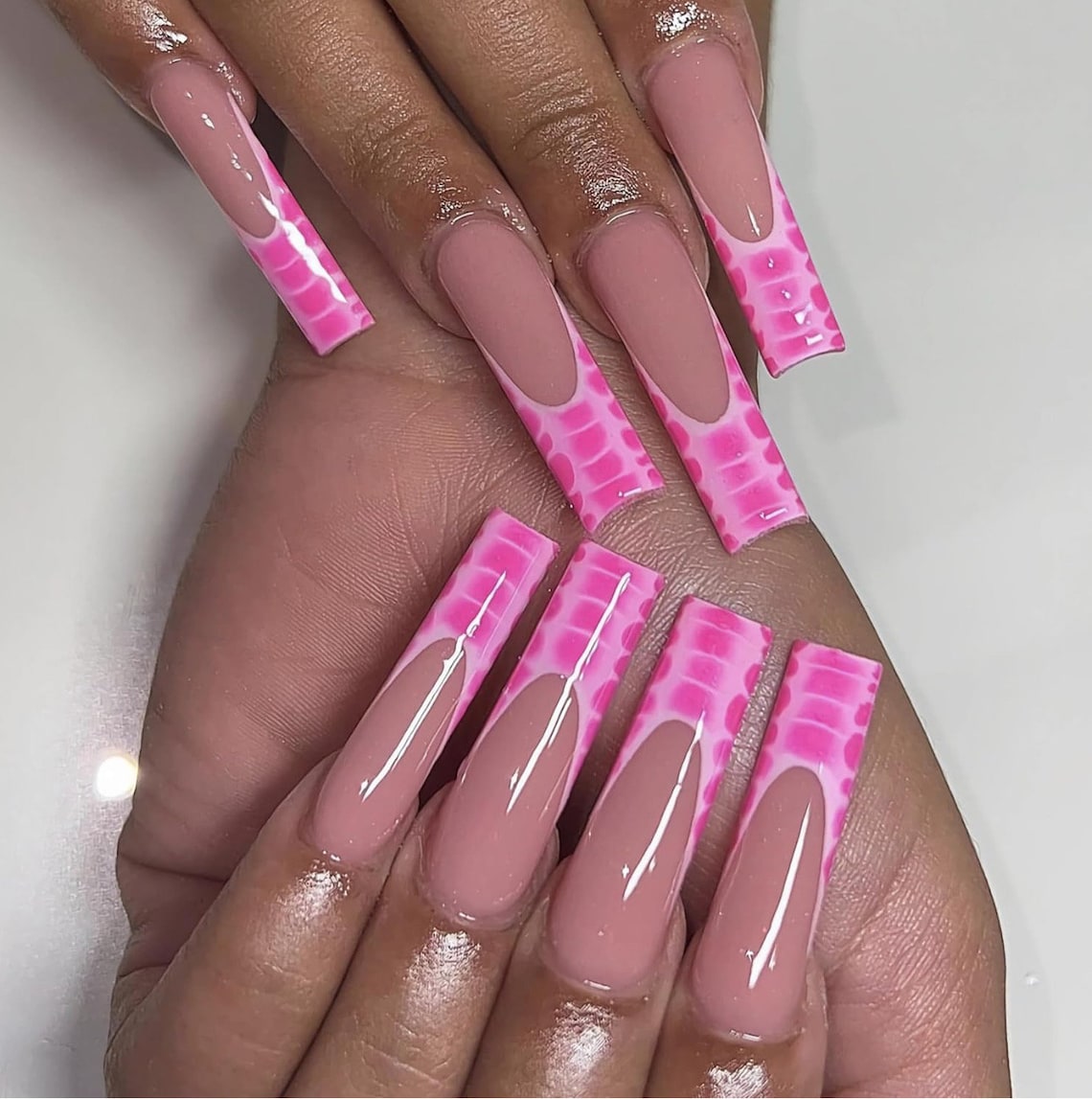 Pink Croc French Tip Press on Nails|croc Nails|pink Nails|summer Nails ...