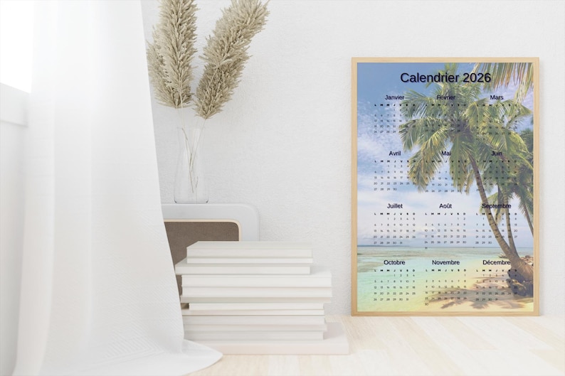 Calendrier Numérique 2026 Sur Une Page - Affiche à Imprimer- Paysage ...