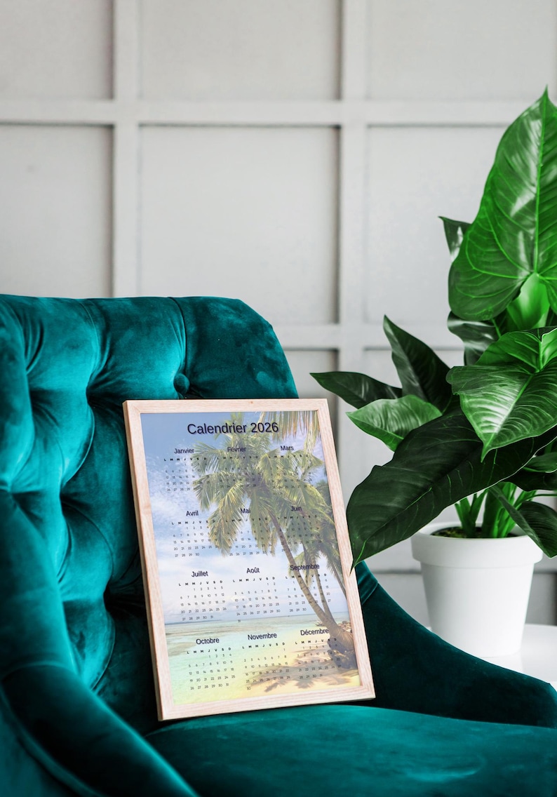 Calendrier Numérique 2026 Sur Une Page - Affiche à Imprimer- Paysage ...