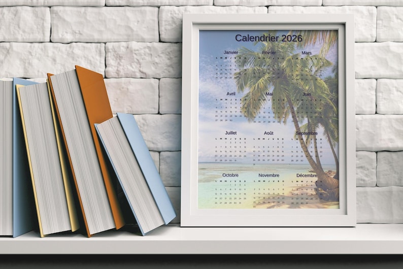 Calendrier Numérique 2026 Sur Une Page - Affiche à Imprimer- Paysage ...