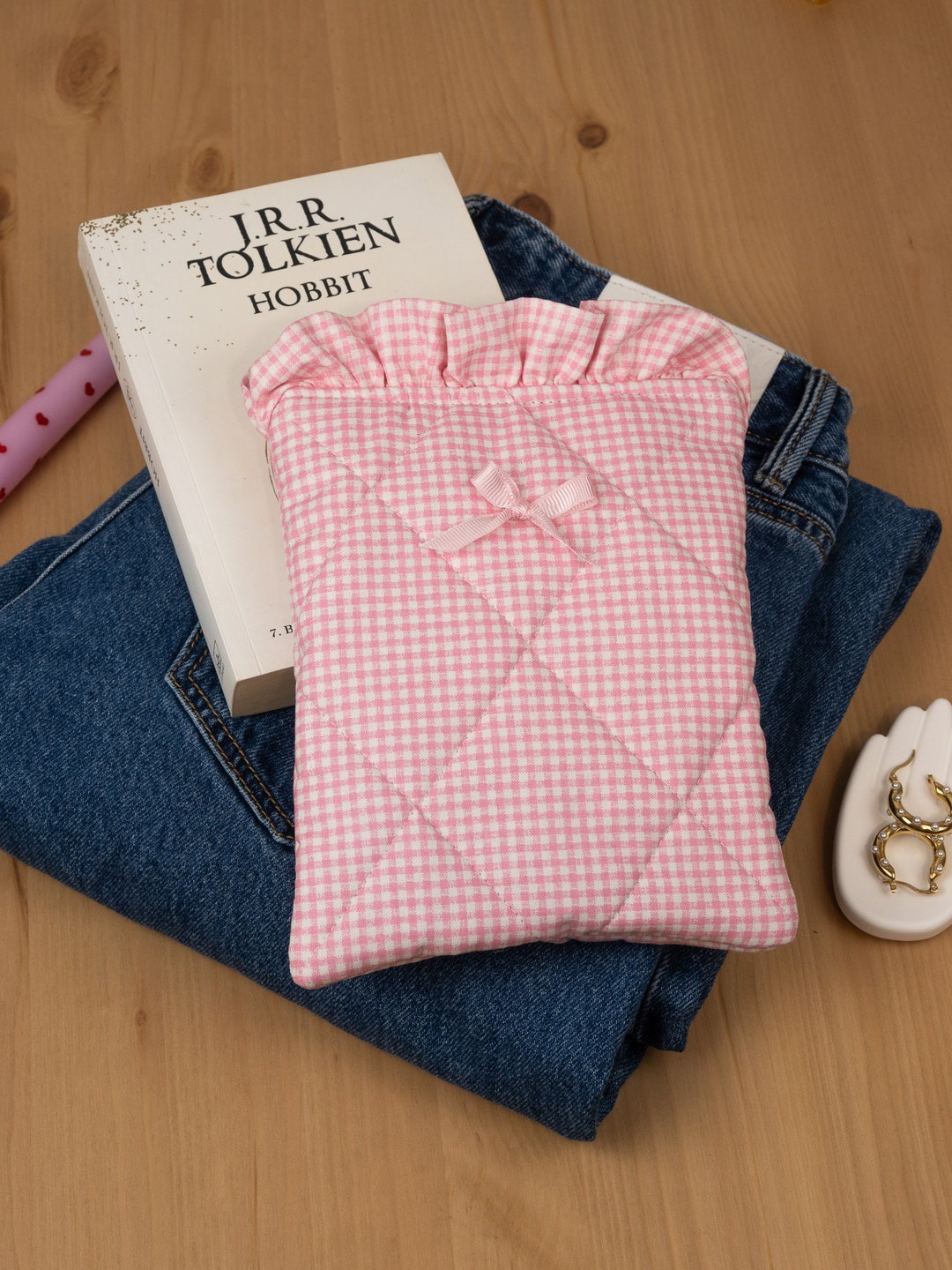 Pink Gingham Kindle Case, Coquette Kindle Case, Quilted Kindle Sleeve ...