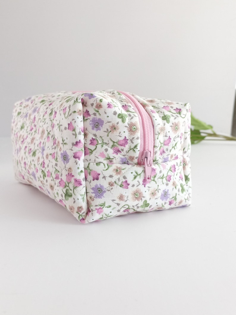 Floral Makeup Bag Quilted Cotton Cosmetic Bag Toiletry Bag Etsy