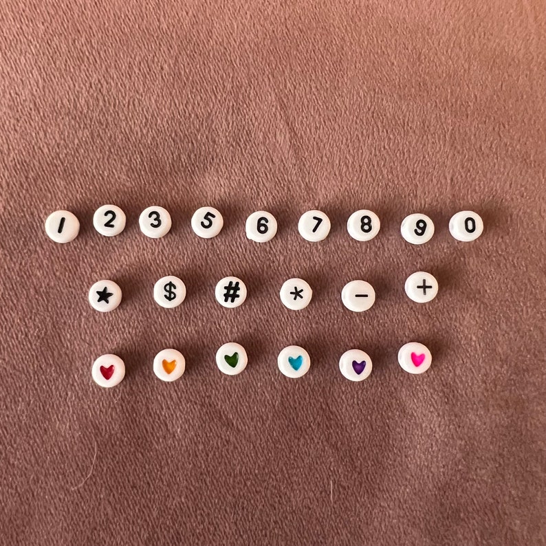 Individual Number or Symbol Beads, White and Black Number Beads ...