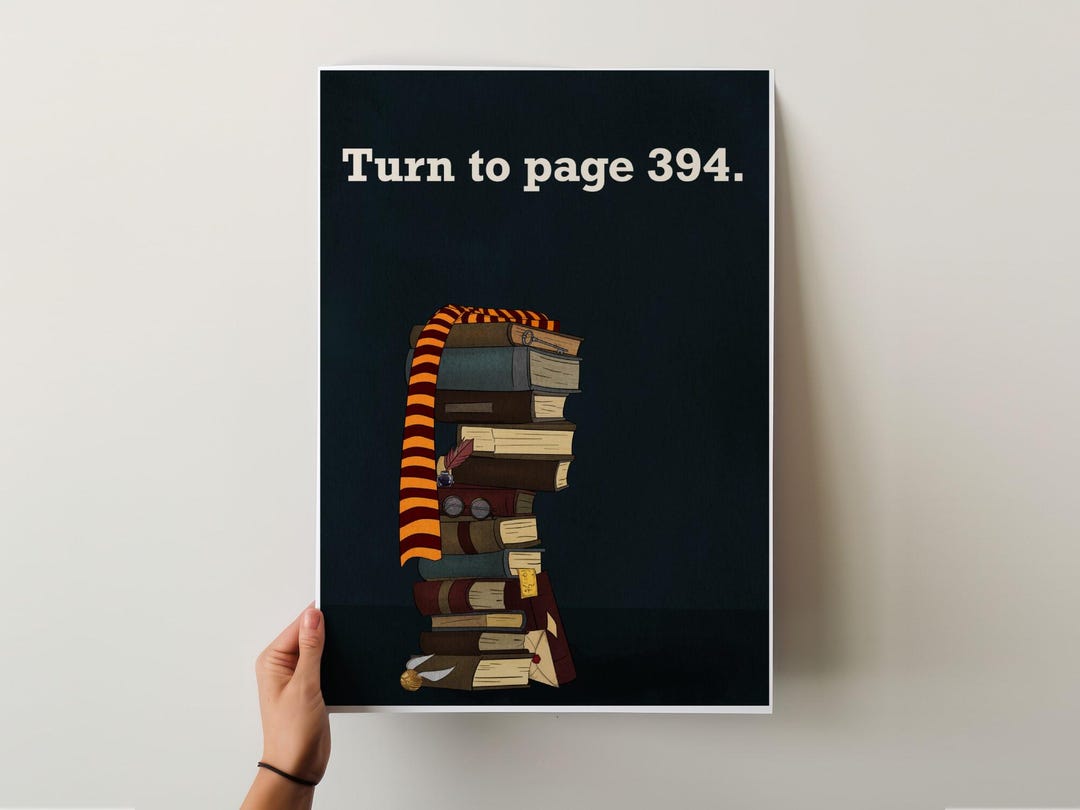 Harry Potter Book Stack Art Print Magical Decor Wizarding World Wall ...