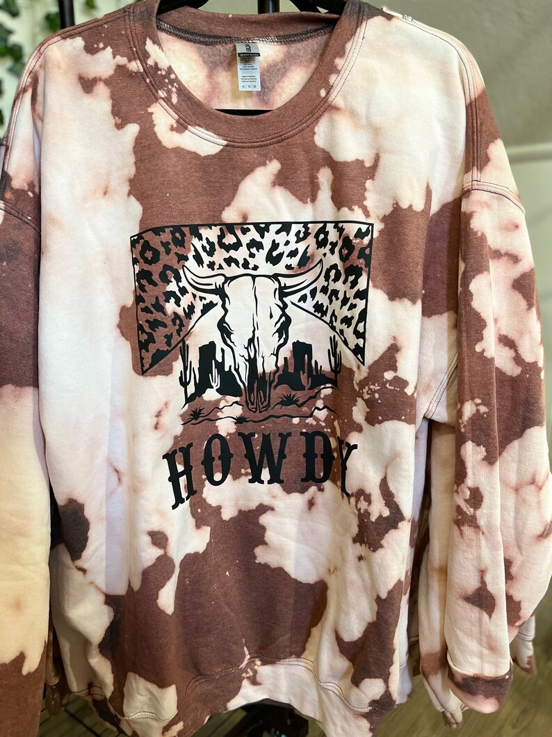 Cow Print Shirt Cowhide Shirts Howdy Bleached Shirts Highland - Etsy