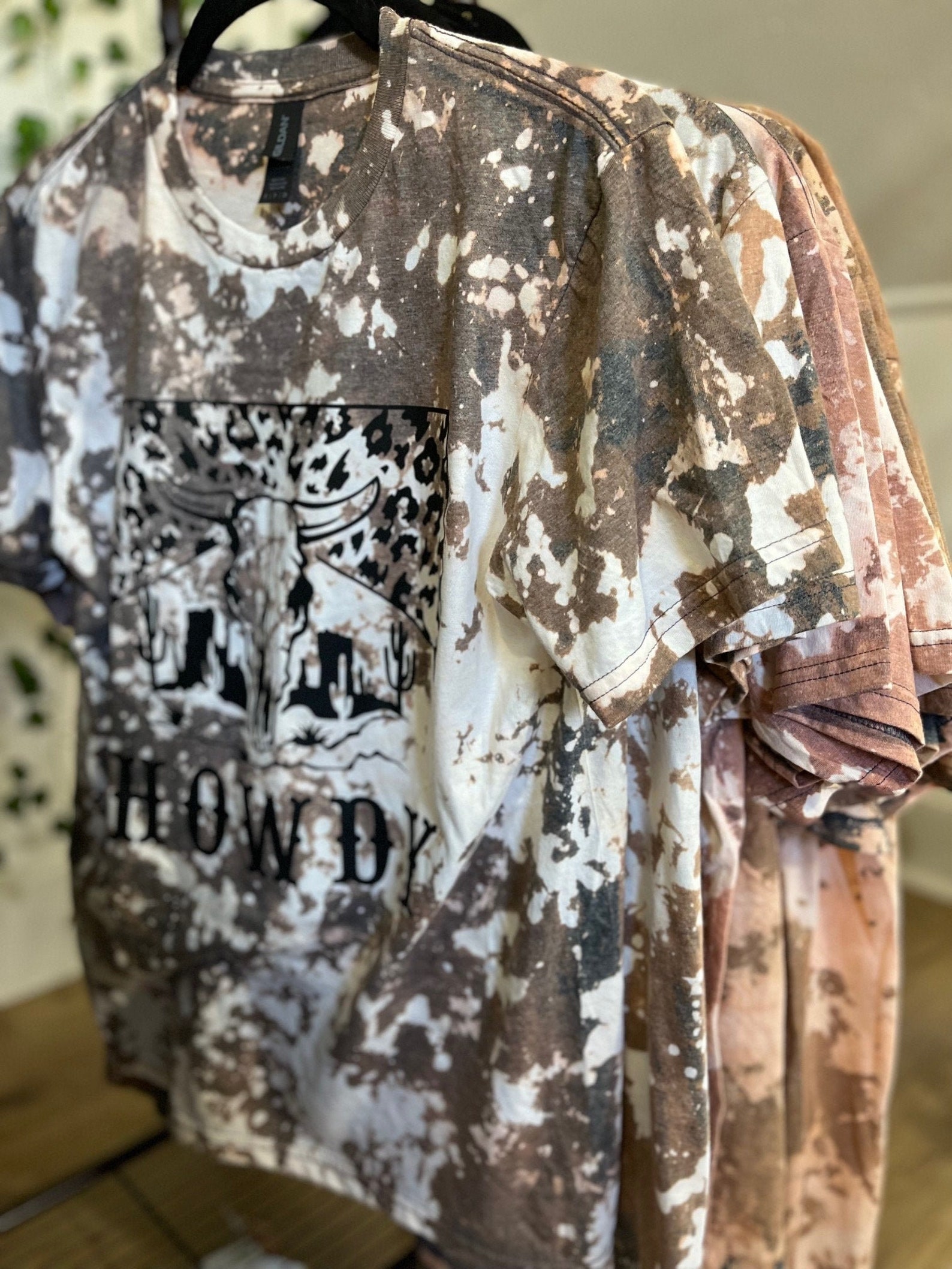 Cow Print Shirt Cowhide Shirts Howdy Bleached Shirts Highland Cow Shirt ...