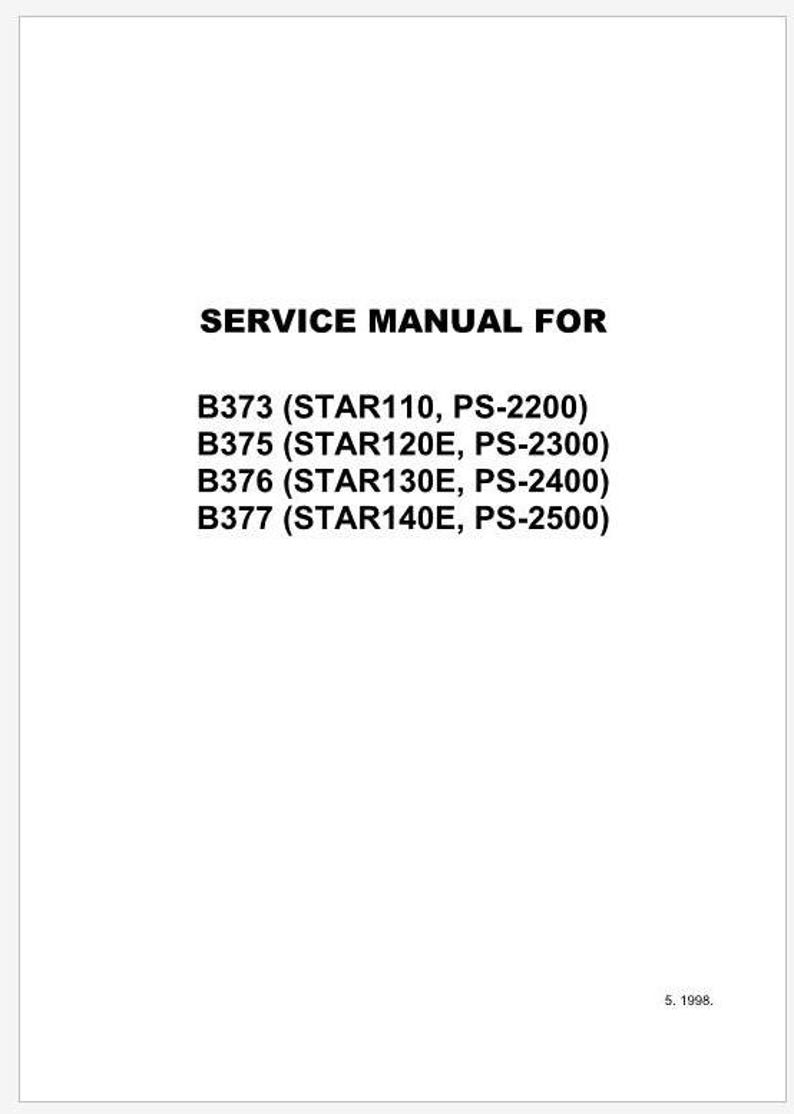 Brother B373, B375, B376 and B377 Adjustment and Service Manual Instant ...