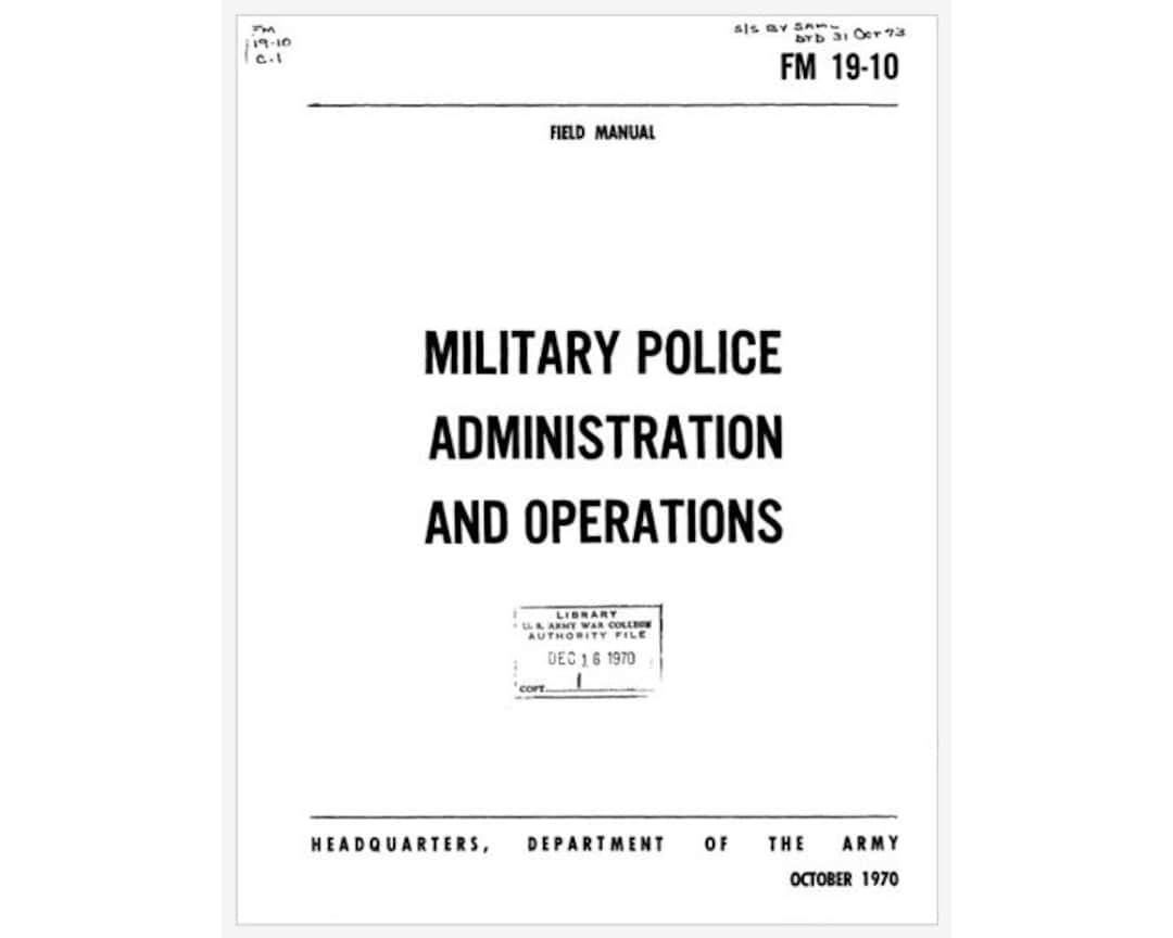 1970 Army Military Police Administration - Operations Field Manual FM ...