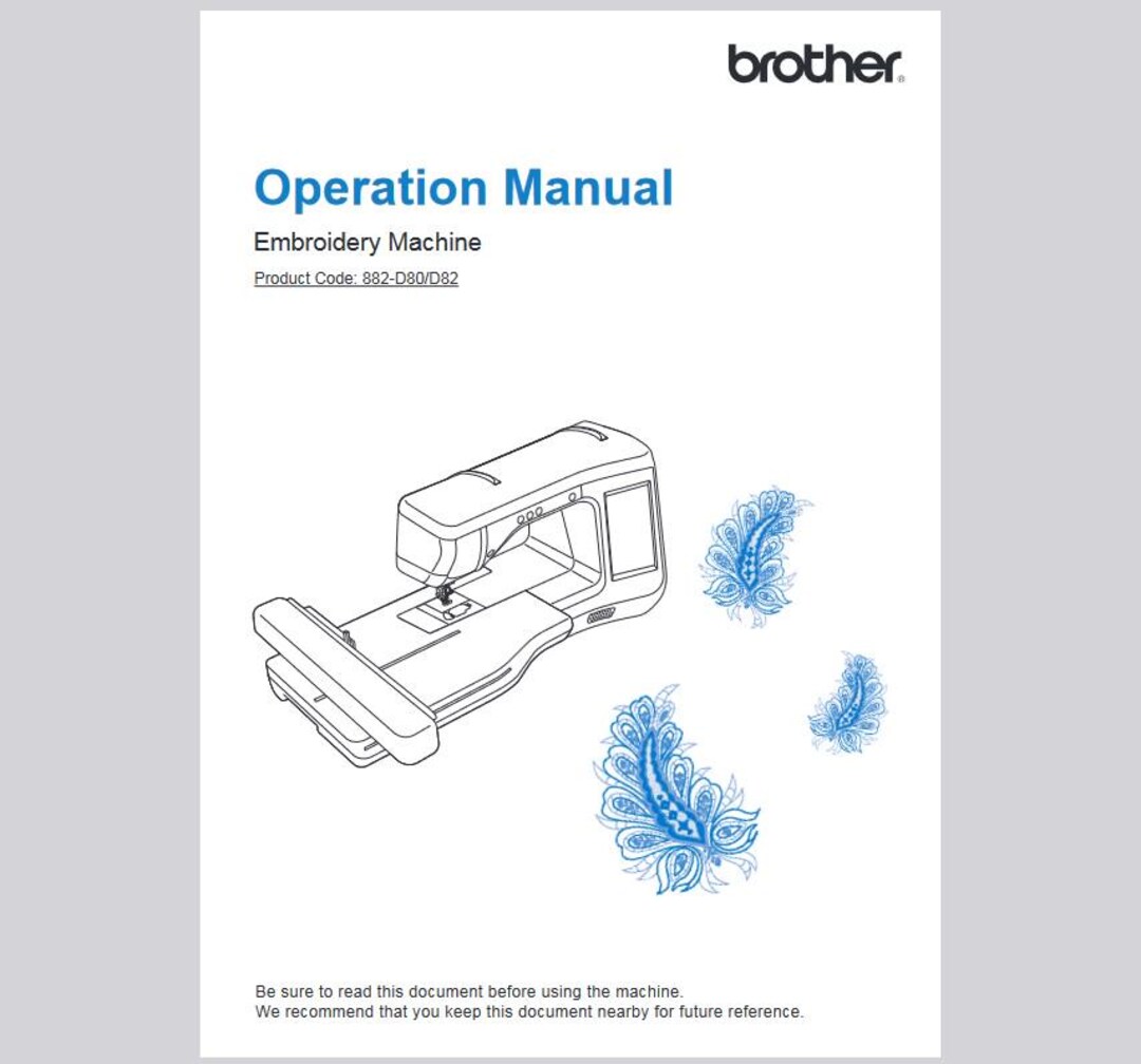 Brother BP2100 Embroidery Machine Operation Instruction Manual Instant ...