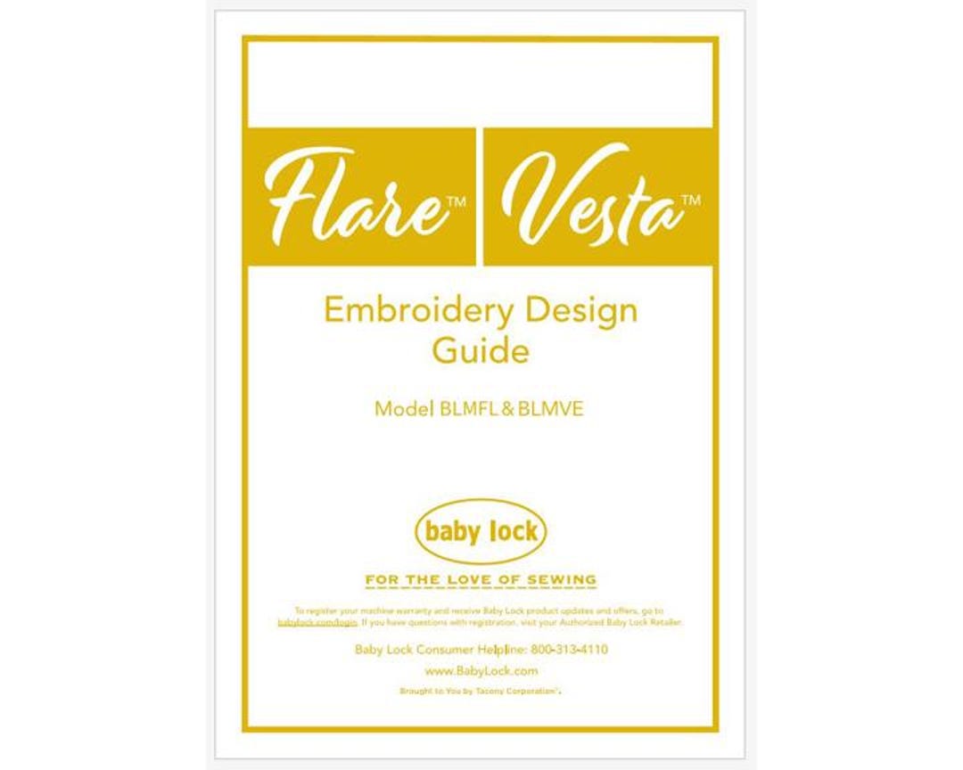Baby Lock Flare BLMFL Embroidery Design Guide Manual PDF Instant ...