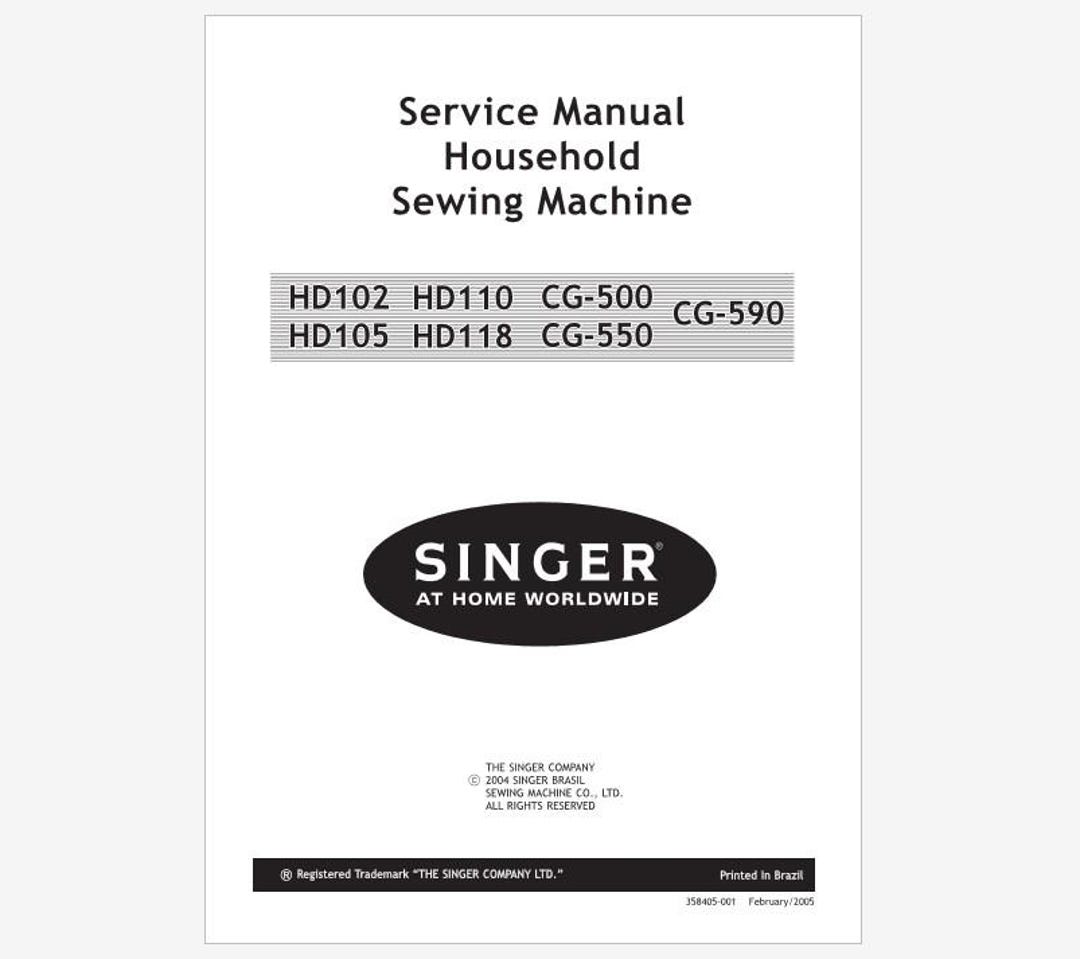 Singer CG500, CG550 and CG590 Adjustment and Service Manual Download - Etsy