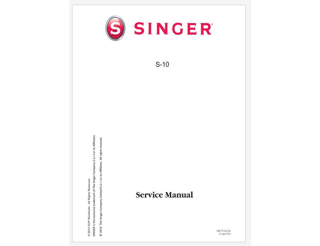 Singer Studio S10 Service Manual Instant Download PDF - Etsy