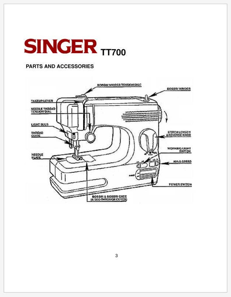 Singer Tiny Taylor TT700 Operator's Instruction Manual PDF Download - Etsy