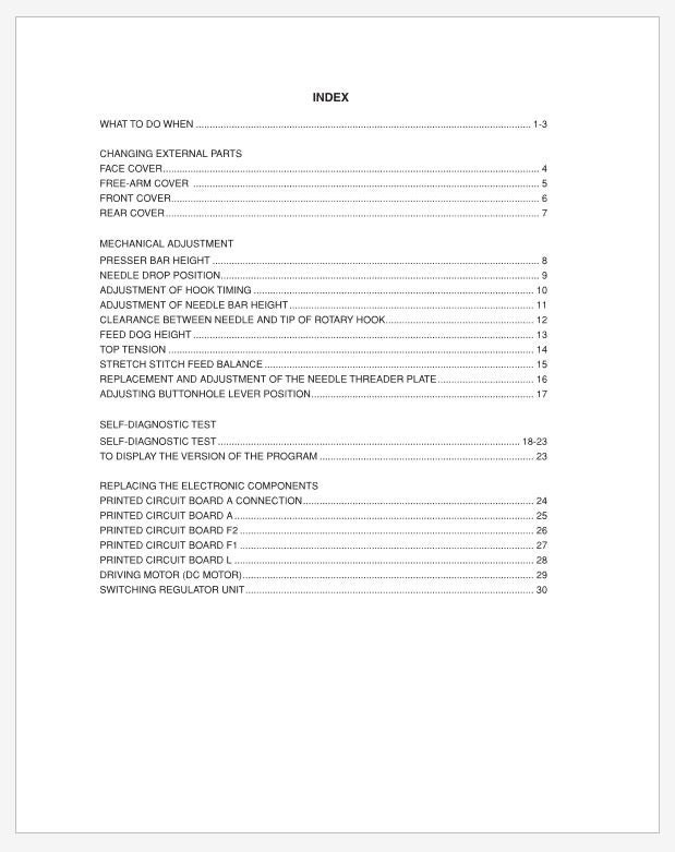 Janome Model DC3100 Sewing Machine Adjustment and Service Manual PDF ...