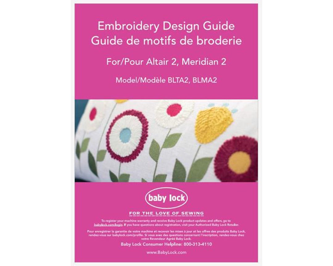 Baby Lock Meridian 2 BLMA2 Embroidery Design Guide Manual PDF Instant ...