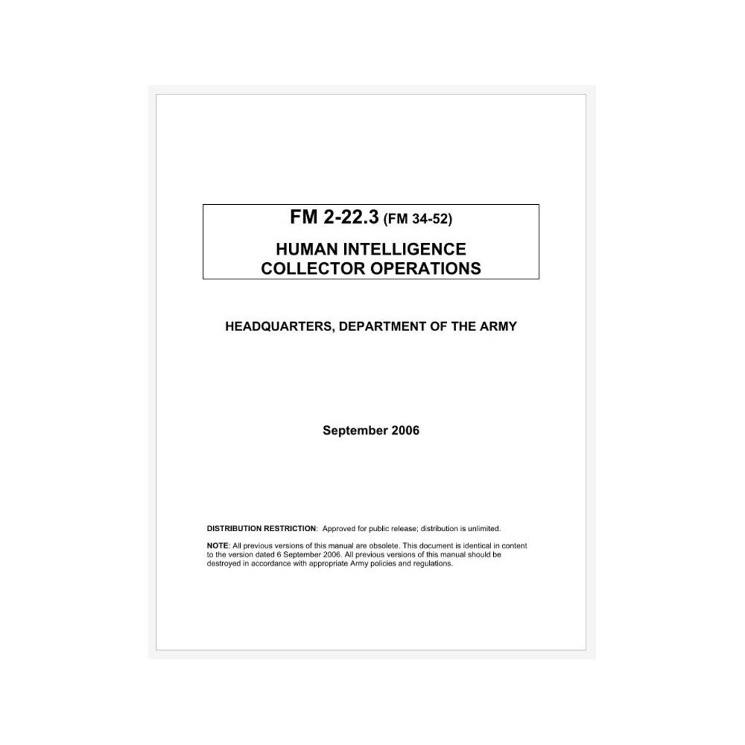 2006 U.S. Army Human Intelligence Collector Operational Field Manual FM ...