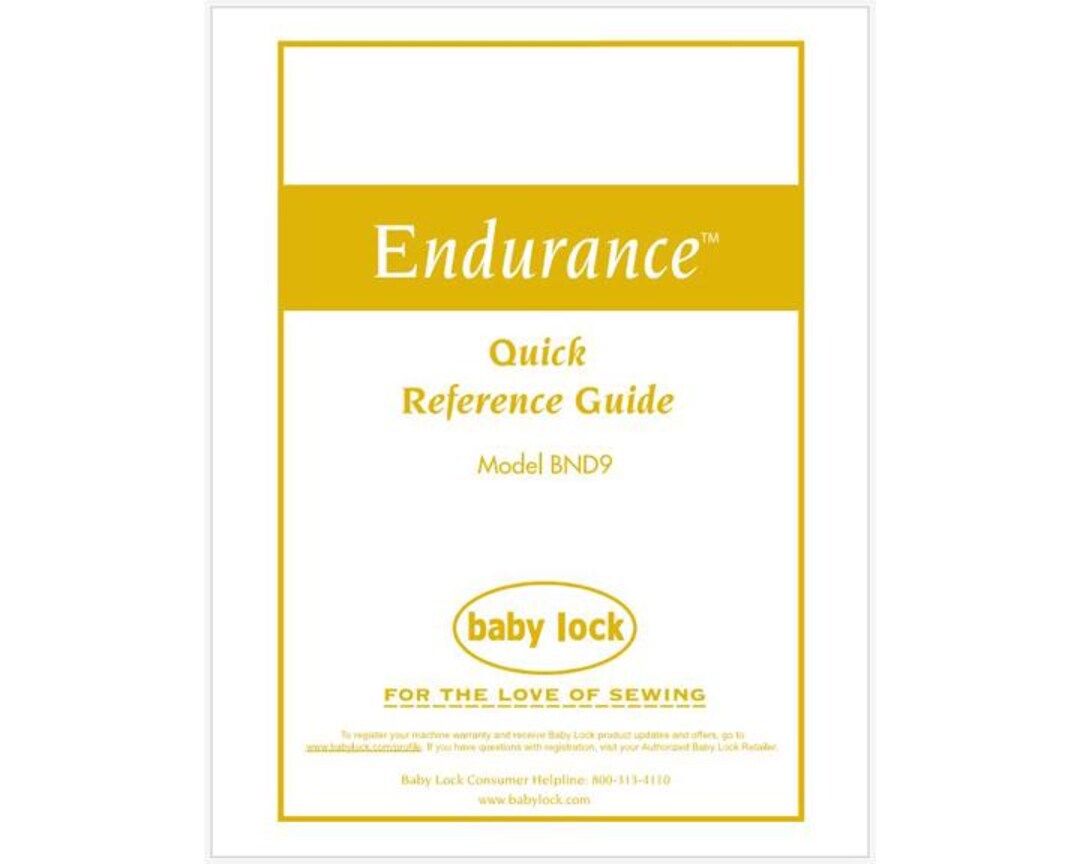 Baby Lock Endurance BND9 Quick Reference Guide Instruction Manual PDF ...