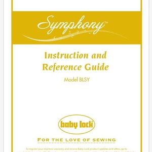 Baby Lock Symphony BLSY Sewing Machine User's Instruction Manual PDF Instant Download - Etsy