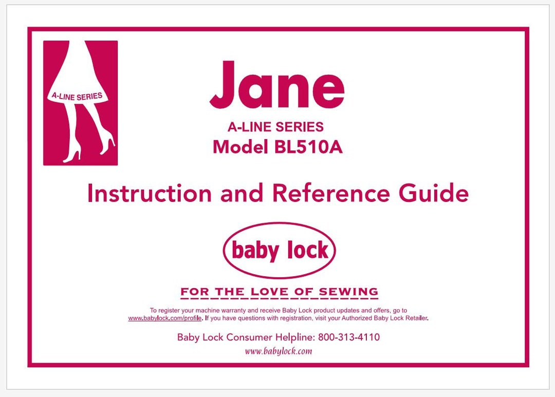 Baby Lock Jane BL510A Instruction Manual Download - Etsy