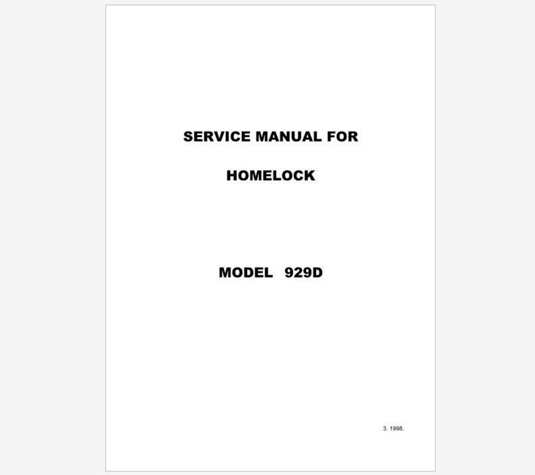 Brother Homelock 929D Adjustment and Service Manual Instant Download - Etsy