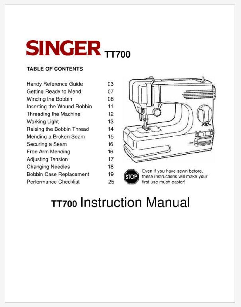 Singer Tiny Taylor TT700 Operator's Instruction Manual PDF Download - Etsy