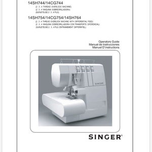 Singer 14CG744 and 14CG754 Overlock Machine Instruction Manual Users ...