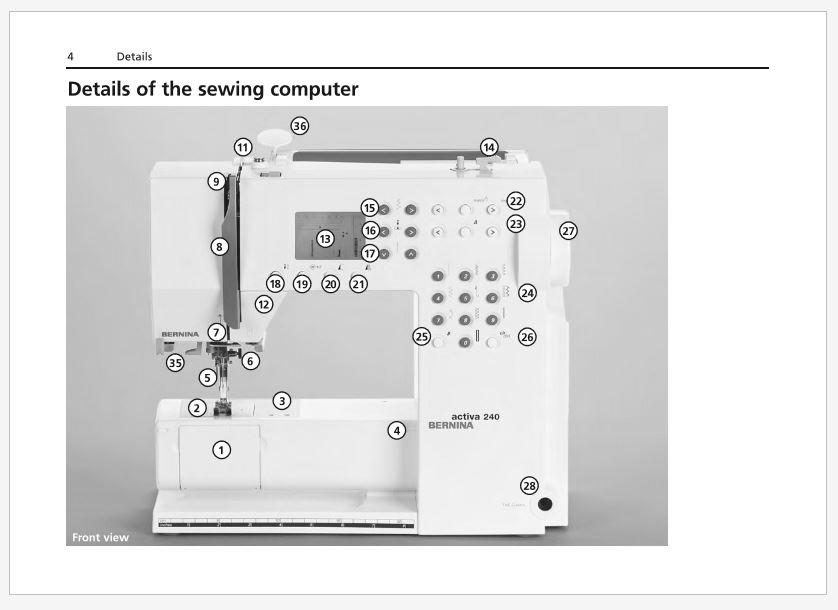 Bernina Activa 220, Activa 230 and Activa 240 Operation Instruction ...