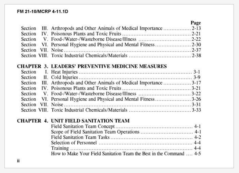 2000 Army and Marine Corps Field Hygiene and Sanitation Field Manual FM ...