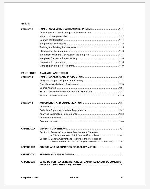 2006 U.S. Army Human Intelligence Collector Operational Field Manual FM ...