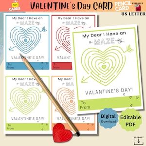 Maze Valentine's Day Card|printable Valentine for Kids|puzzle Valentine ...