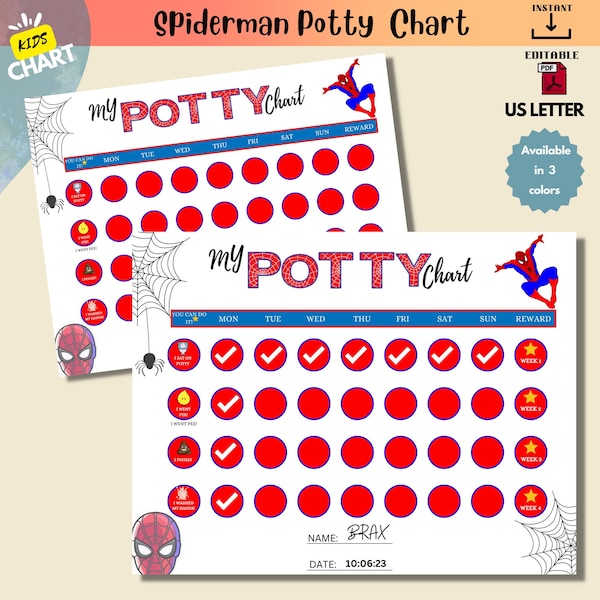 Spiderman Potty Sticker Chart - Etsy