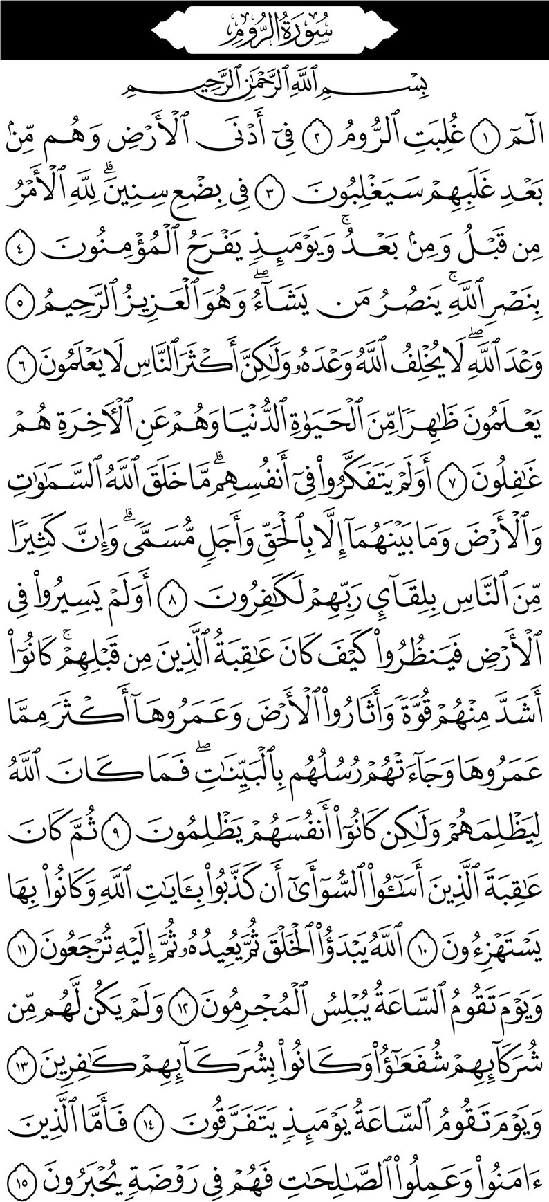 Printable Surah Ar Rum 30 سورہ الروم / Sura Al Room All Verses SVG PNG ...