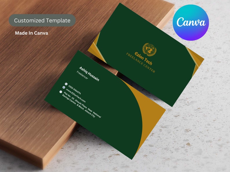 Editable Canva Visiting Card - Customizable Digital Business Card ...