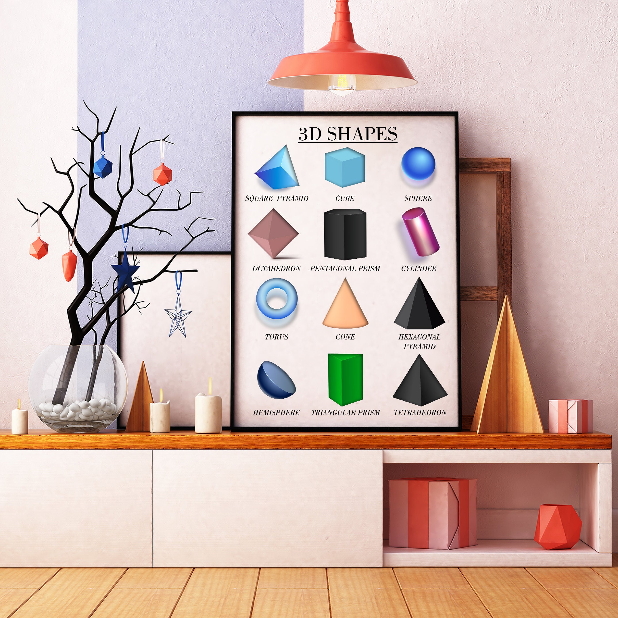3D Shapes Kids Poster Early Education for Kids and Toddlers - Etsy