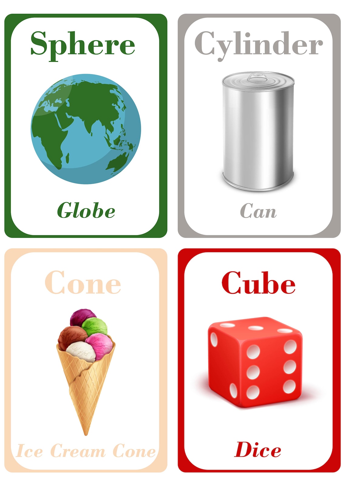 Shapes Flash Cards for Kids - Circle, Triangle, Square, and More - Etsy