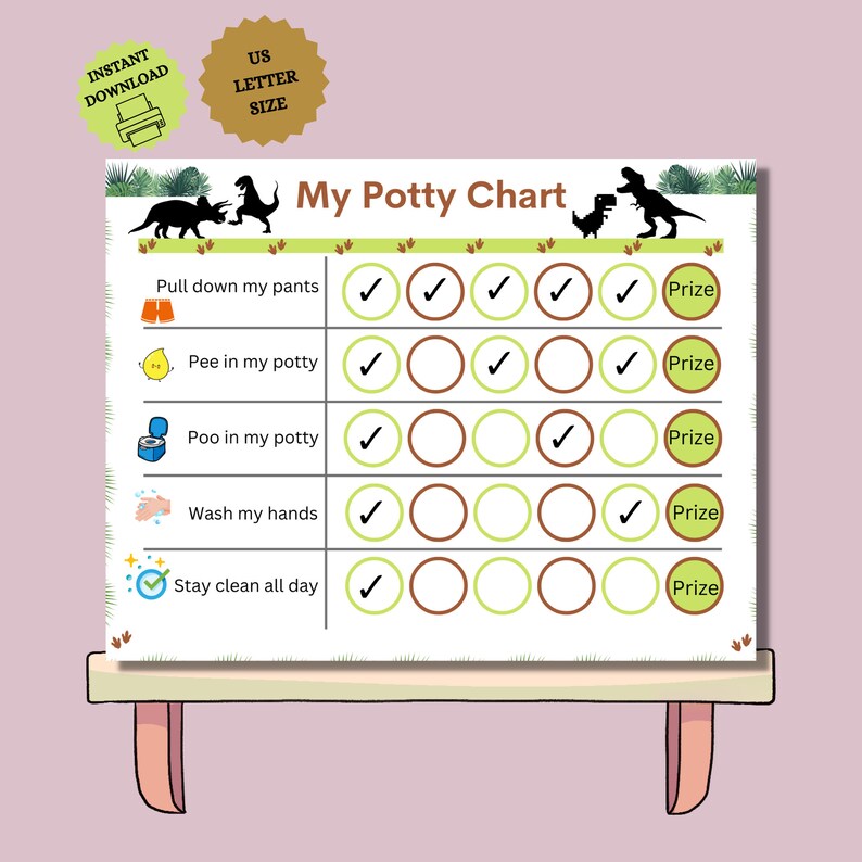 Dinosaur Potty Traing Charteditablepotty Charttoddler Potty Chartreward ...