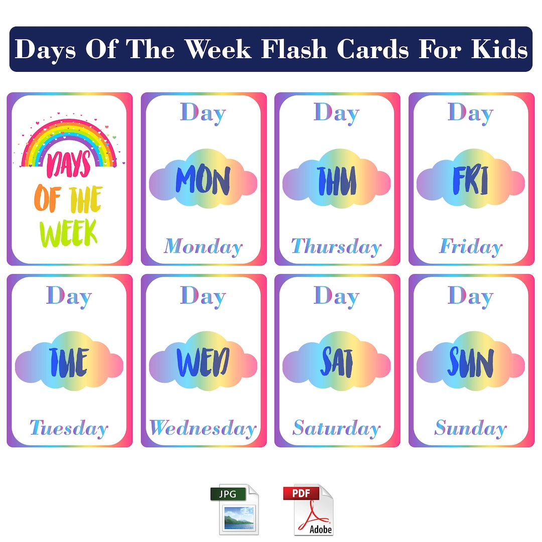 Day Cards for Kids | Learn About Monday, Tuesday, and Wednesday | High ...