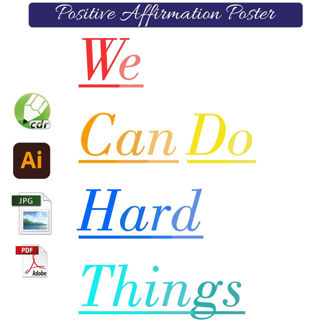 We Can Do Hard Things Affirmative Poster for Kids Instant Download PDF ...