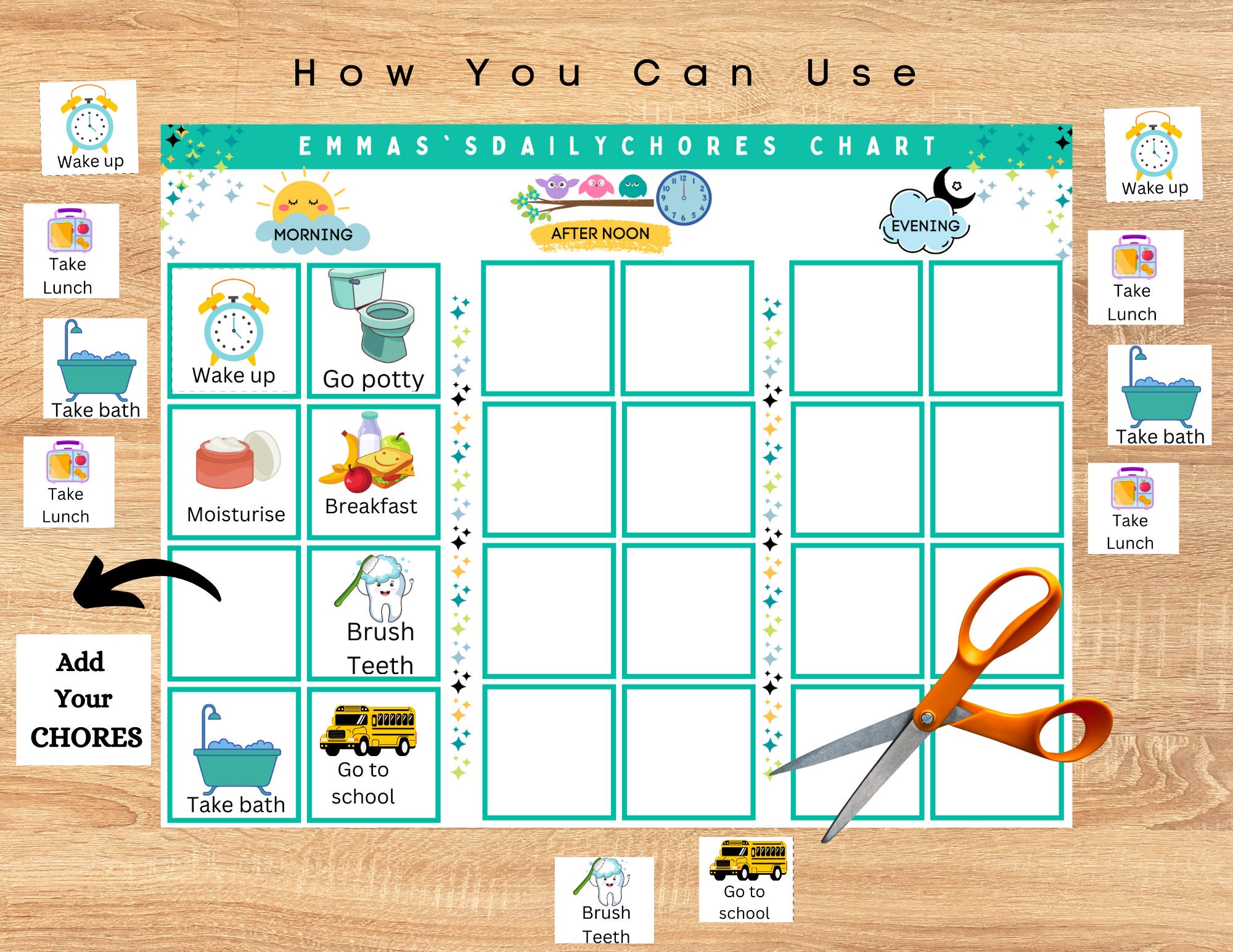 Editable Chore Chart & Clip Art Kids Chore Chart Clipart homeschool ...